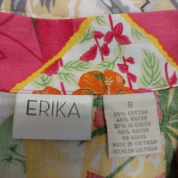 Erika | Tops | Vintage Erika S Hot Pink Hawaiian 9s Camp Shirt Button ...